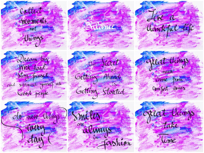 Collage Of Inspirational Messages Over Abstract Water Color Backgrounds ...