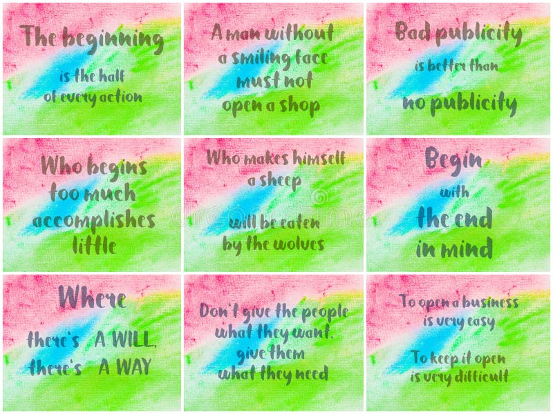 Collage of Inspirational Messages Over Abstract Water Color Backgrounds ...