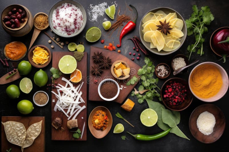 A Collage of International Ingredients for a Globally Inspired Recipe ...
