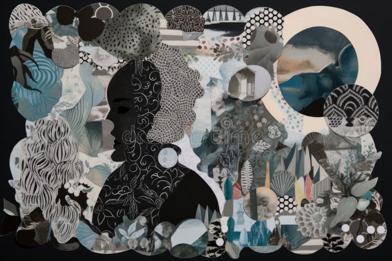 Collage with Intricate Cut-outs, Shapes and Patterns Stock Image ...