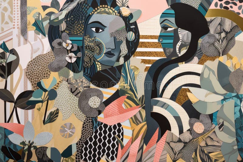 Collage with Intricate Cut-outs, Shapes and Patterns Stock Illustration ...