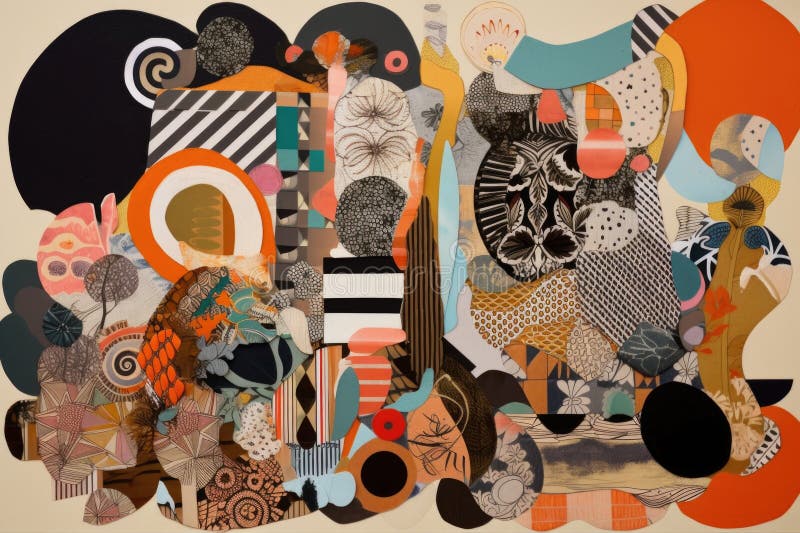 Collage with Intricate Cut-outs, Shapes and Patterns Stock Illustration ...