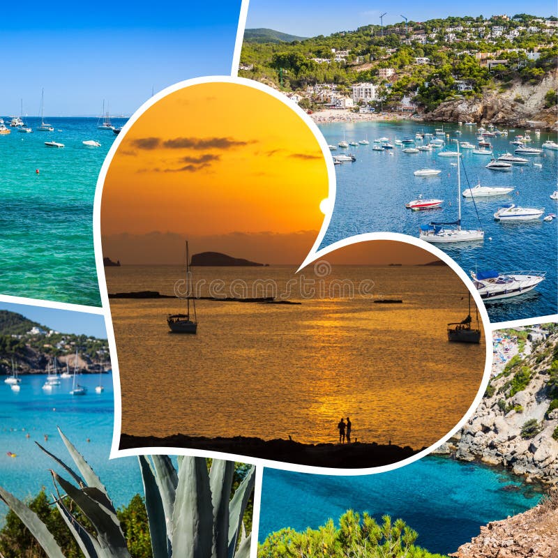 Collage of Island Ibiza, Spain. Europe . Stock Image - Image of beauty ...