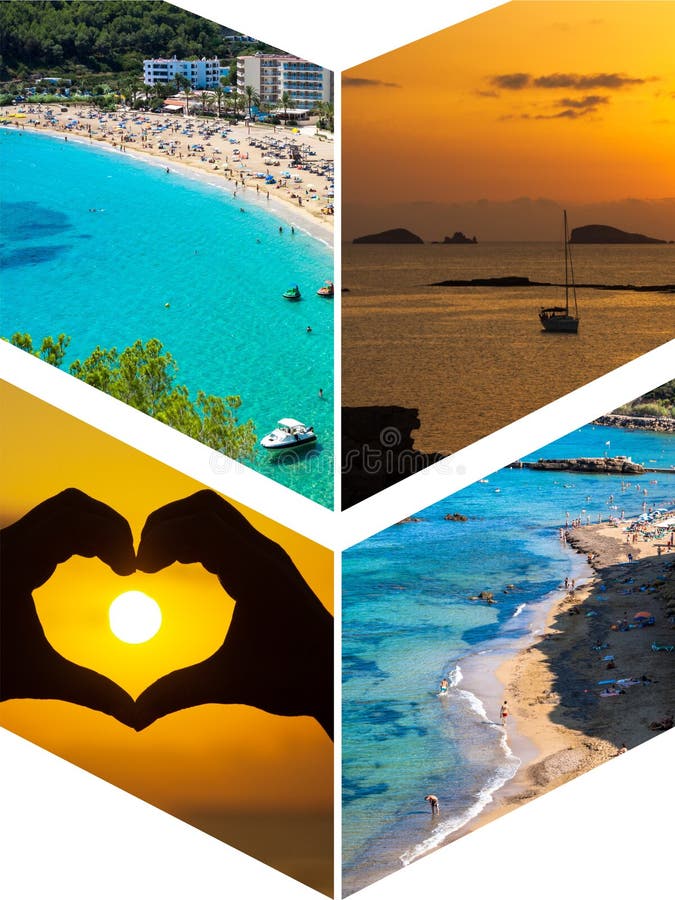 Collage of Island Ibiza, Spain. Europe . Stock Photo - Image of ...