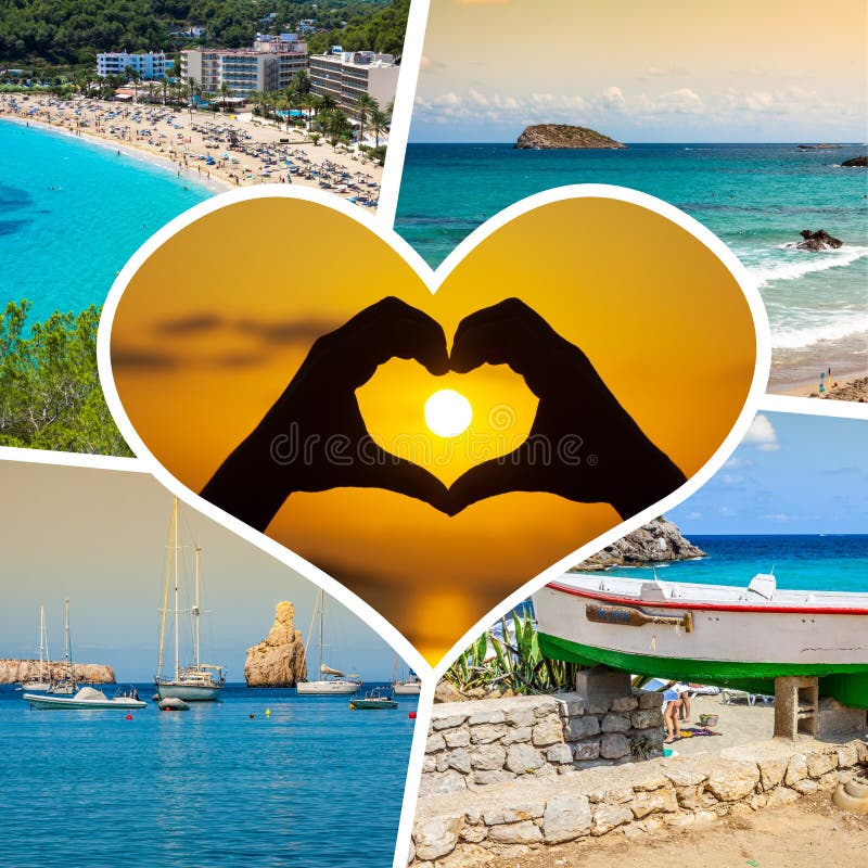 Collage of Island Ibiza, Spain. Europe . Stock Photo - Image of popular ...