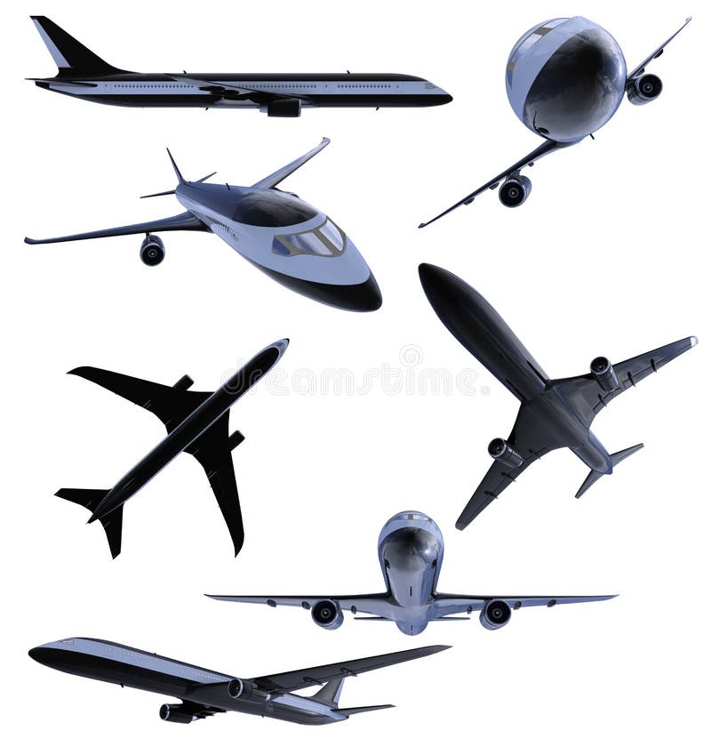 Collage of Isolated Black Airplane Stock Illustration - Illustration of ...
