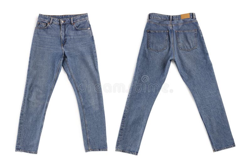 Collage with Jeans Isolated on White, Back and Front Views Stock Image ...