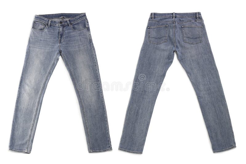 Collage with Jeans Isolated on White, Back and Front Views Stock Photo ...