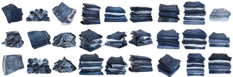Collage of Jeans Isolated on White Stock Image - Image of dark, chunk ...
