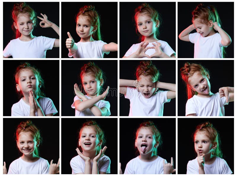 Collage of Kids Faces with Different Positive and Negative Emotions ...