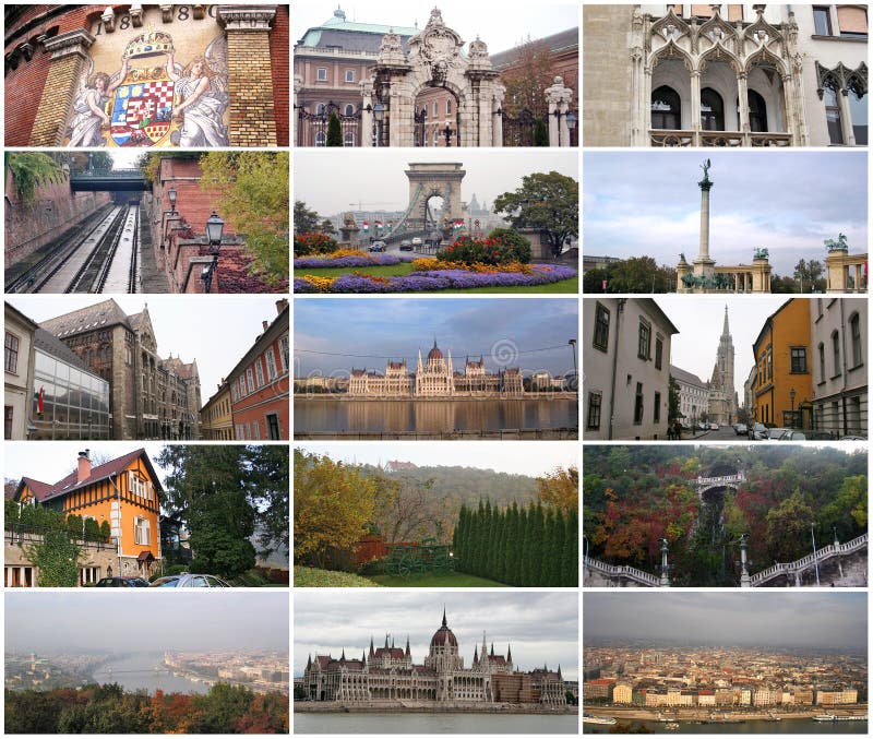 Collage of Landmarks Budapest Hungary Stock Photo - Image of fall ...