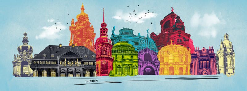 Collage of Landmarks of Dresden, Germany. Stock Photo - Image of ...