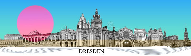 Collage of Landmarks of Dresden, Germany. Stock Image - Image of ...