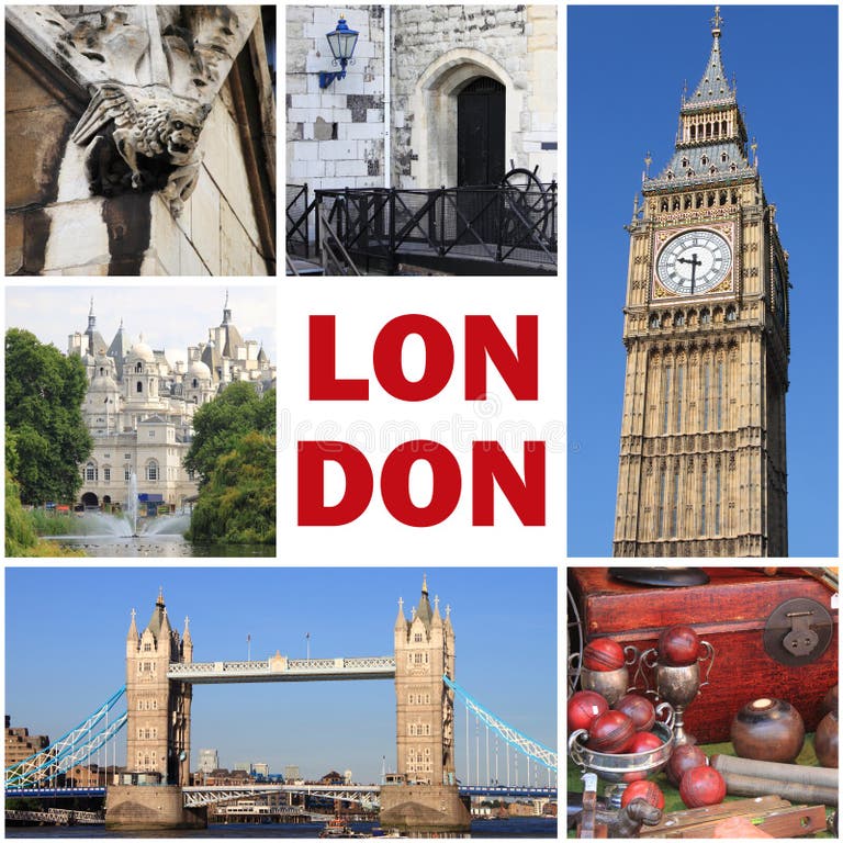 London landmarks collage stock image. Image of britain - 110086059