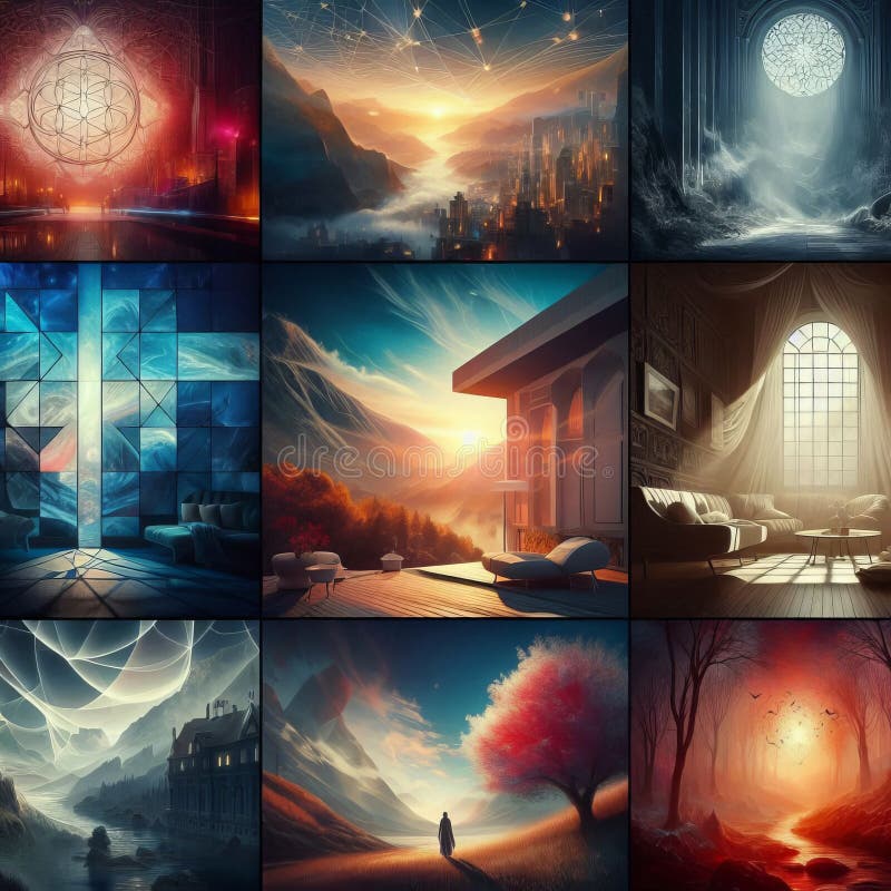 Collage of Light and Shadow Create a Digital Collage of Light an Stock ...