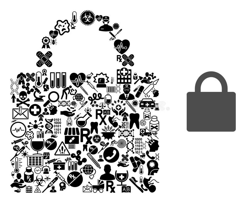 Collage Lock from Health Icons Stock Vector - Illustration of icon ...