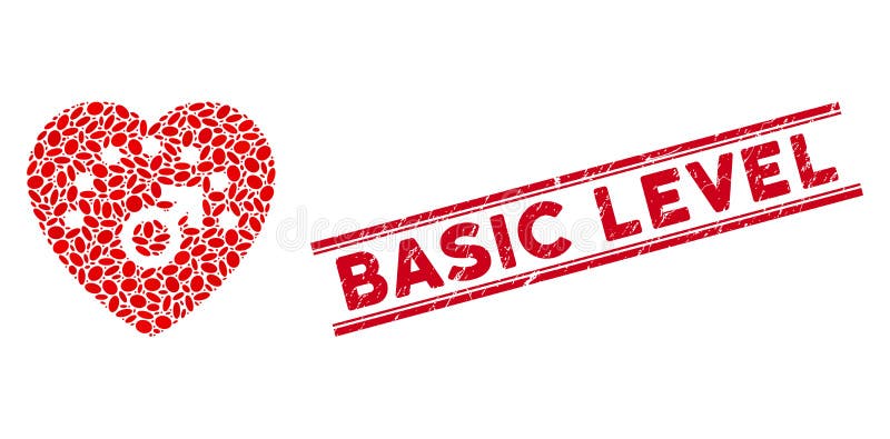 Collage Love Meter Icon with Scratched Basic Level Line Stamp Stock ...