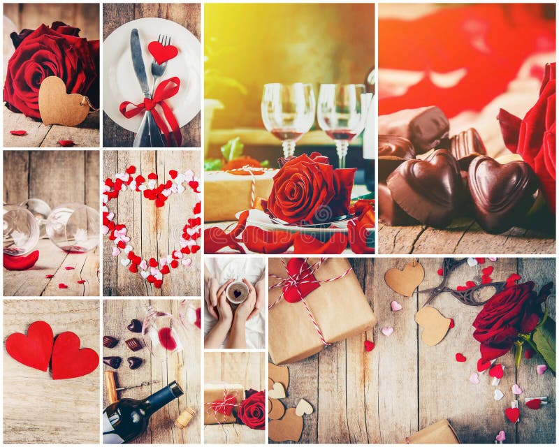 Collage of Love and Romance. Selective Focus Stock Photo - Image of ...