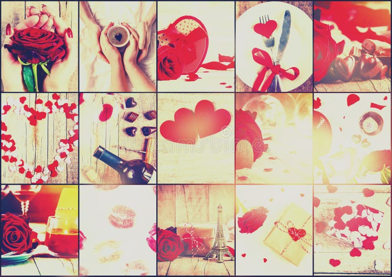 Collage of Love and Romance. Selective Focus Stock Image - Image of ...