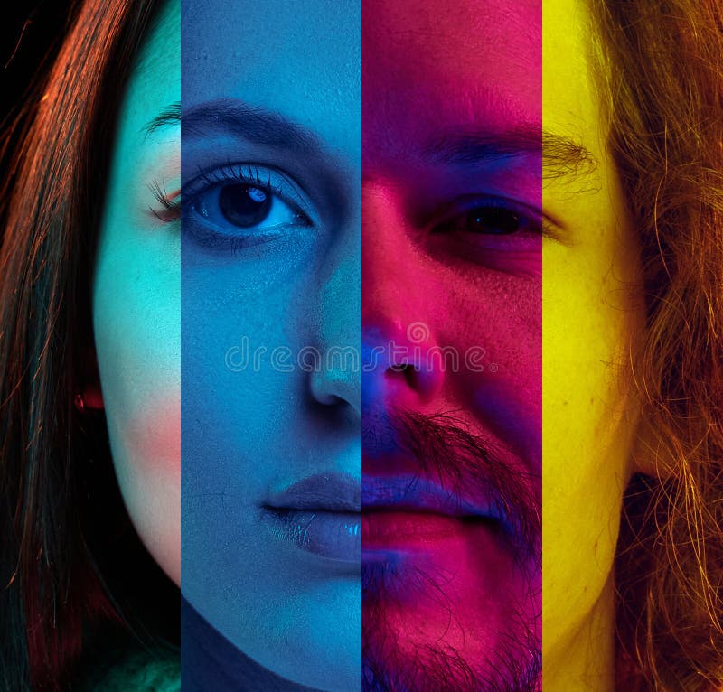 Collage Made of Different People, Faces of Different Age and Gender in ...