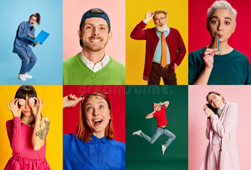 Collage Made of Different People of Various Age Posing Over ...