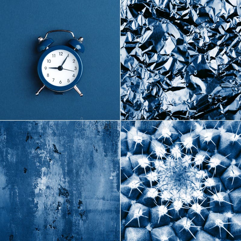 Collage Made of Four Photos in Blue Color. Stock Photo - Image of stone ...
