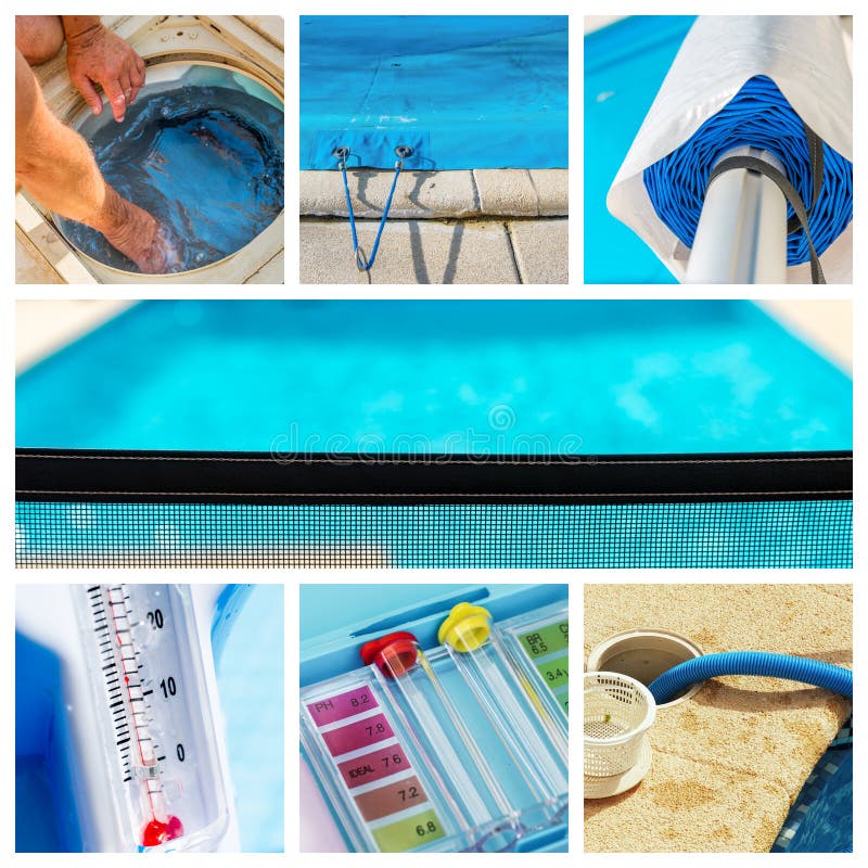 Collage Maintenance of a Private Pool Stock Image - Image of phmb ...