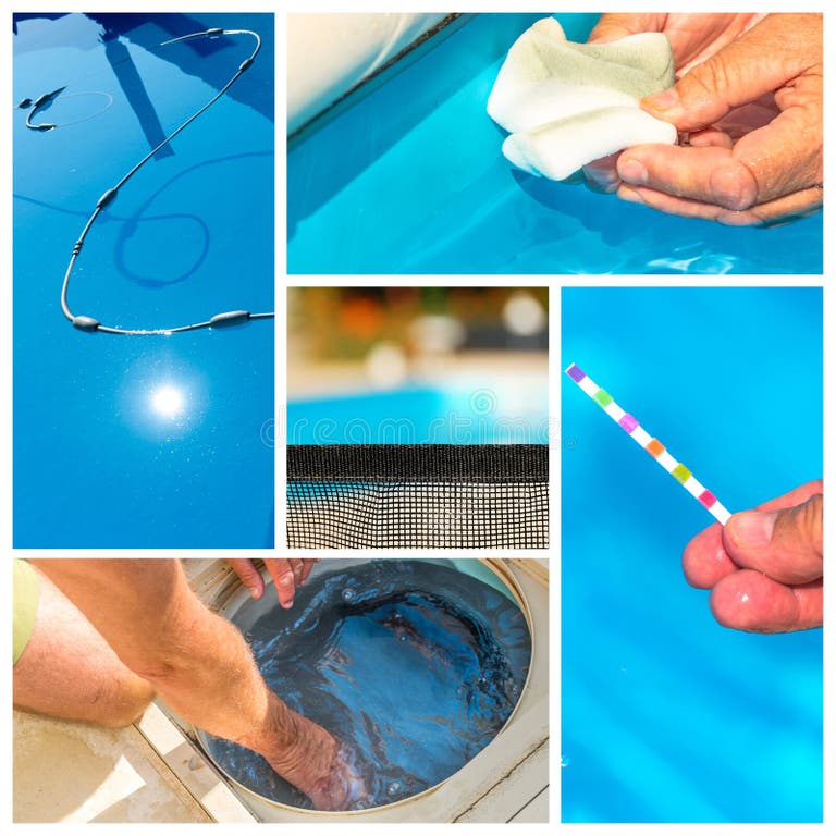 Collage Maintenance of a Private Pool Stock Photo - Image of ...