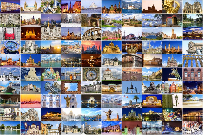 Collage of Major Europe Attractions. Editorial Image - Image of lisbon ...