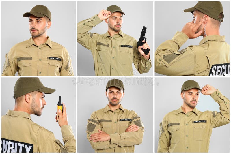 Collage of Male Security Guard on Background Stock Photo - Image of ...