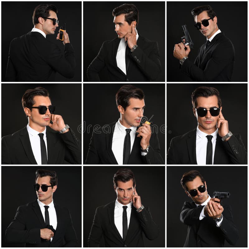 Collage of Male Security Guard on Background Stock Image - Image of ...
