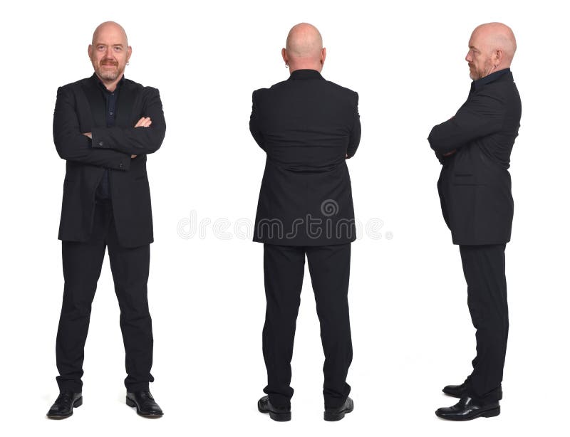 Collage of a Man Front Back and Profile on White Background Stock Photo ...