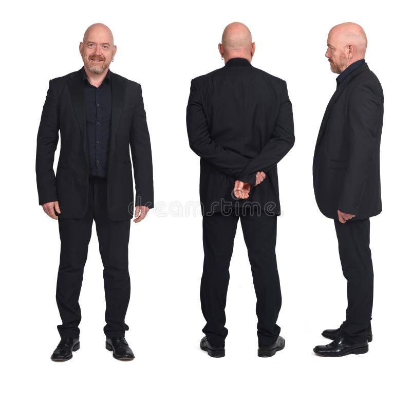 Collage of a Man Front Back and Profile on White Background Stock Photo ...