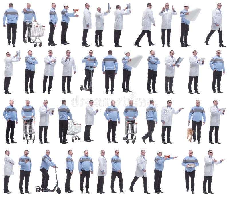 Collage of a Man in Full Growth Displaying Many Professions and ...