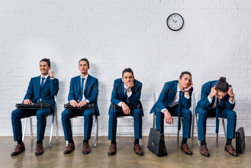 Collage with Man in Suit Waiting for Interview Stock Image - Image of ...