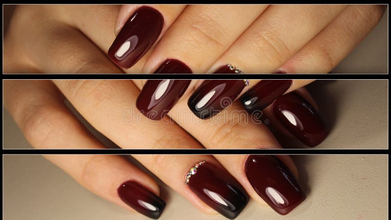 Collage Manicure Nail Design Stock Photo - Image of body, background ...