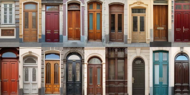 Collage of Many Different Modren Front Doors To Houses and Homes Stock ...
