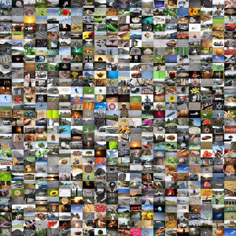 Collage of Many Different Photos - 600 Pcs Editorial Stock Image ...