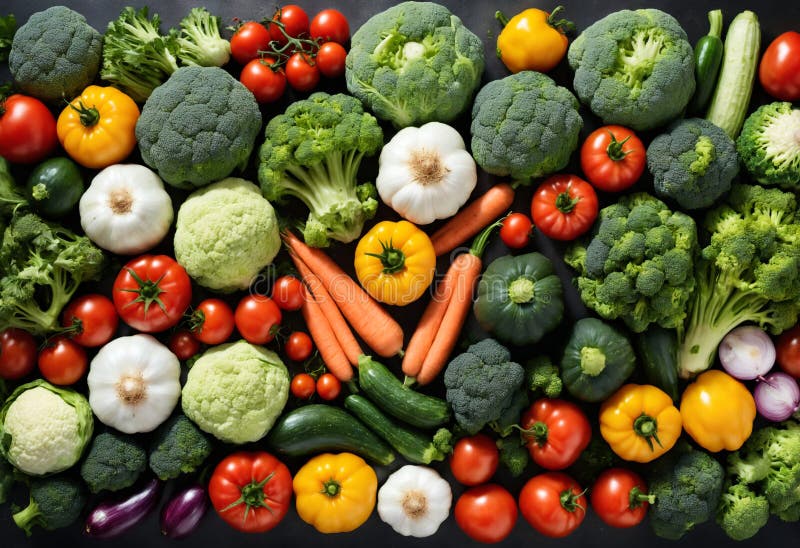 Collage of Many Different Vegetables. Generative AI Stock Illustration ...