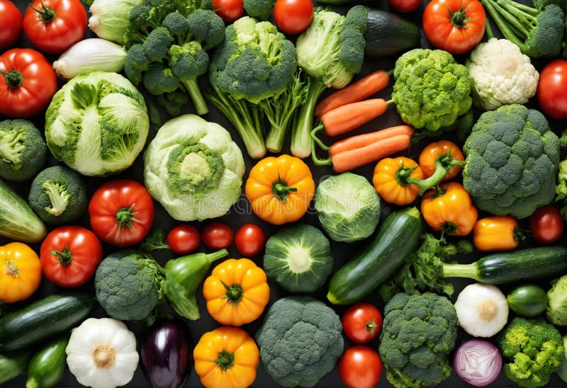 Collage of Many Different Vegetables. Generative AI Stock Illustration ...