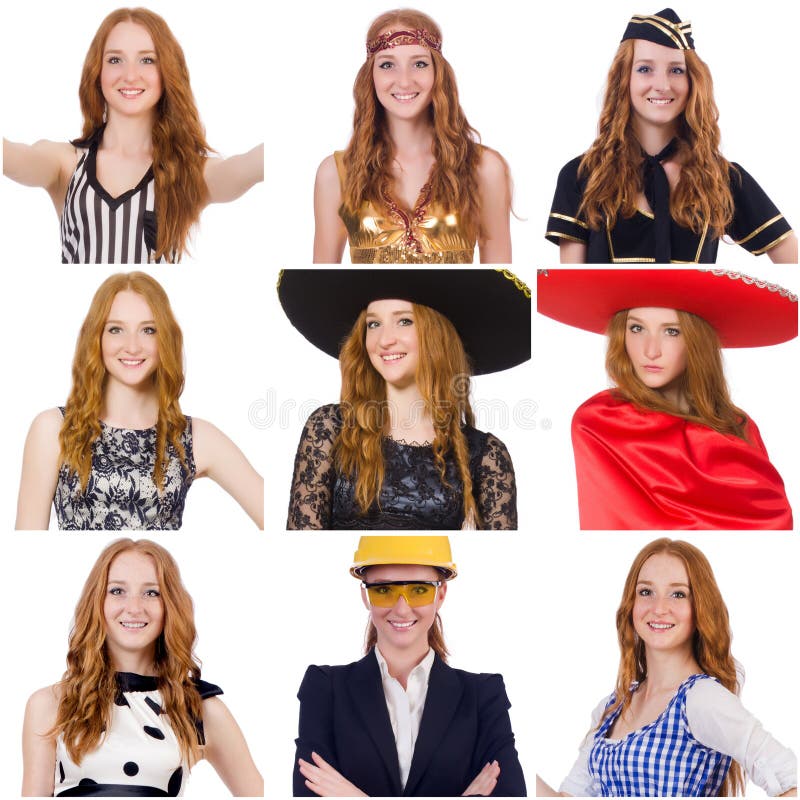 Collage of Many Faces from Same Model Stock Image - Image of ...