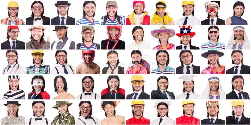 Collage of Many Faces from Same Model Stock Photo - Image of happiness ...