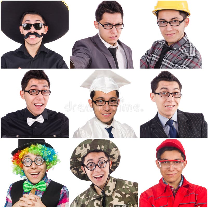 Collage of Many Faces from Same Model Stock Image - Image of isolated ...
