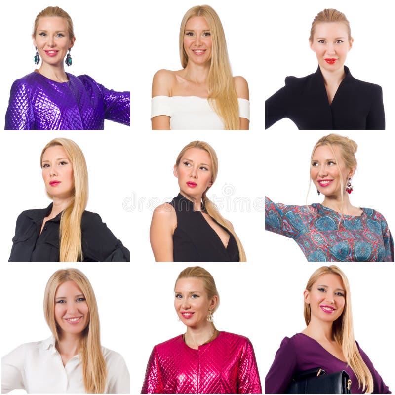 Collage of Many Faces from Same Model Stock Photo - Image of glasses ...