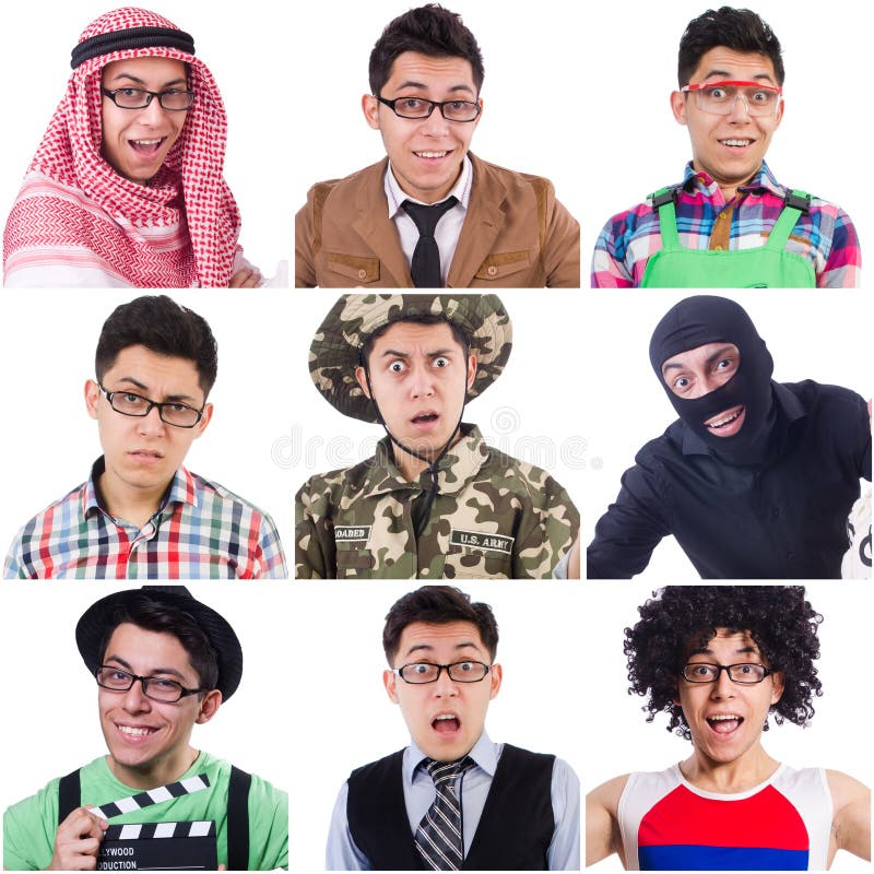 Collage of Many Faces from Same Model Stock Image - Image of lifestyle ...