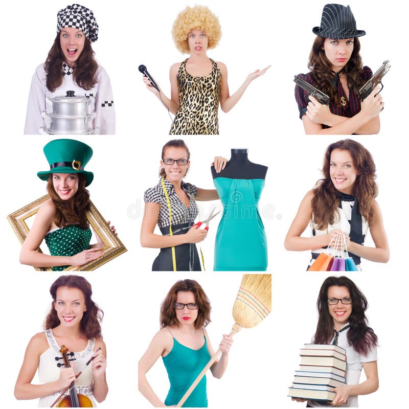 Collage of Many Faces from Same Model Stock Photo - Image of girl ...