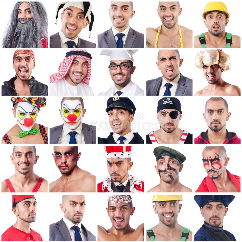 Collage of Many Faces from Same Model Stock Image - Image of business ...
