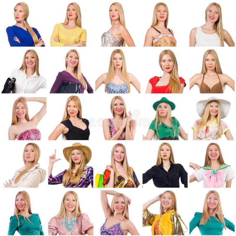 Collage of Many Faces from Same Model Stock Photo - Image of business ...