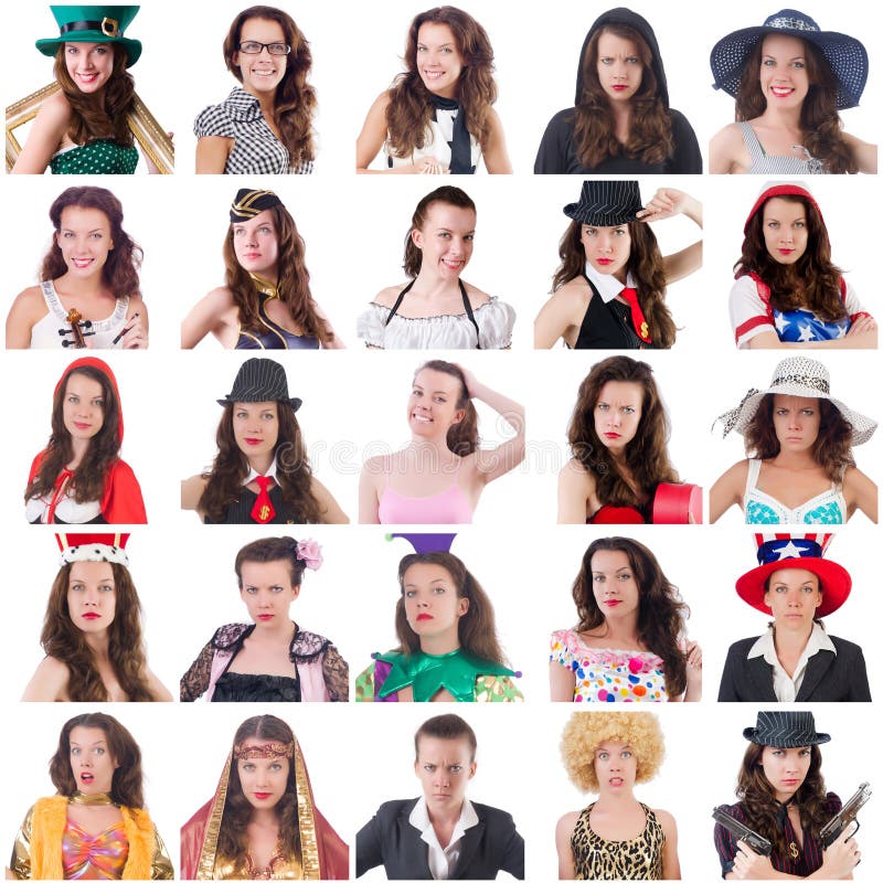 Collage of Many Faces from Same Model Stock Image - Image of emotion ...