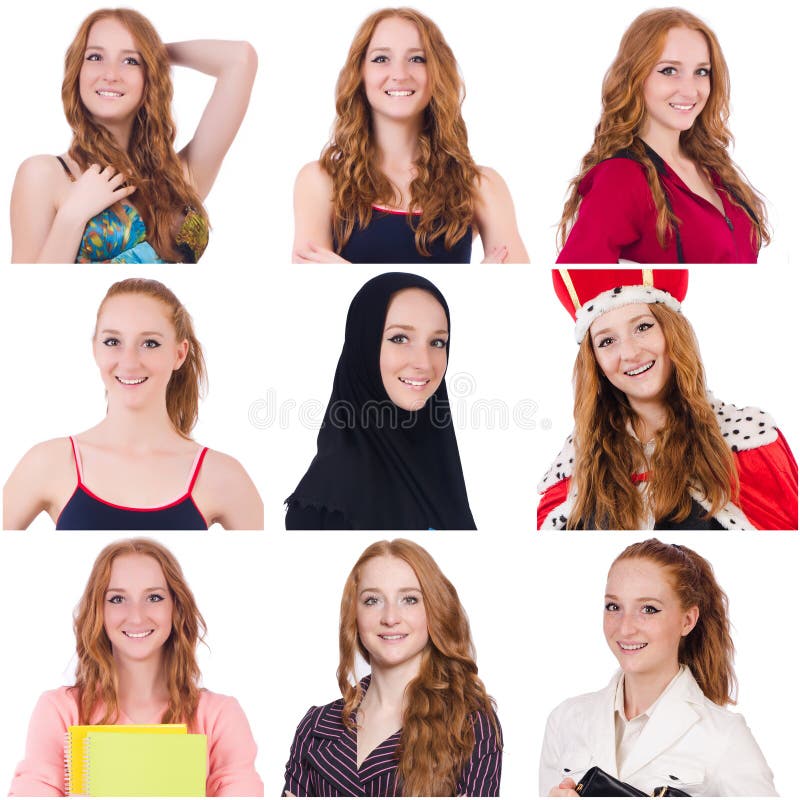 Collage of Many Faces from Same Model Stock Photo - Image of lifestyle ...